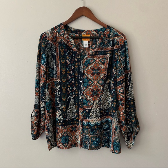 Ruby Rd. | Tops | Ruby Rd Multi Colored Paisley Medallion Blue White 34 ...